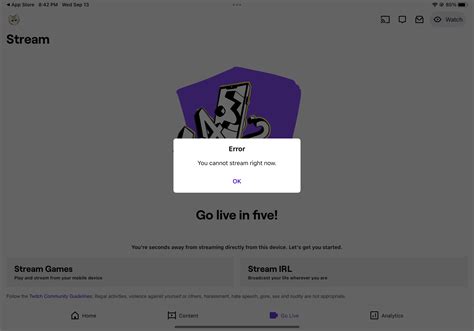 Cannot Stream Error Ipad Rtwitch