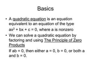 Lecture Quadratic Equations Good One PPT