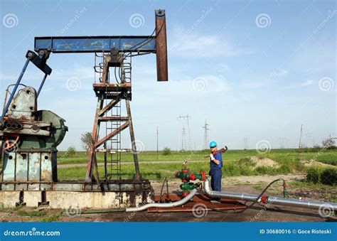 Oil Worker Works On Pipeline Stock Photo Image Of Hardhat Chief 30680016