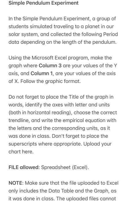 Simple Pendulum Experiment In The Simple Pendulum Chegg