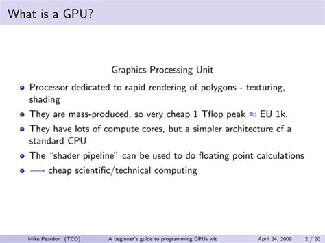 A Beginners Guide To Programming Gpus With Cuda Ppt