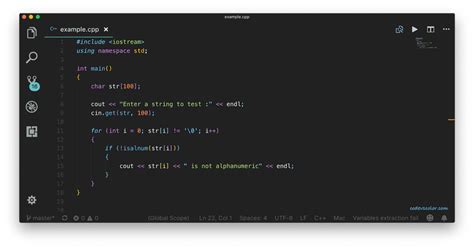 c program to check if all characters of a string are alphanumeric or not codevscolor