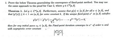 Solved Prove The Below Theorem Generalizing The Convergence