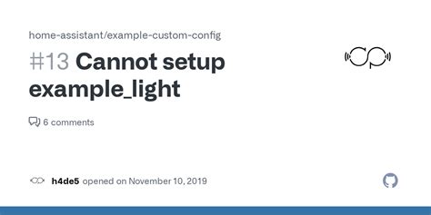 Cannot Setup Examplelight · Issue 13 · Home Assistantexample Custom Config · Github