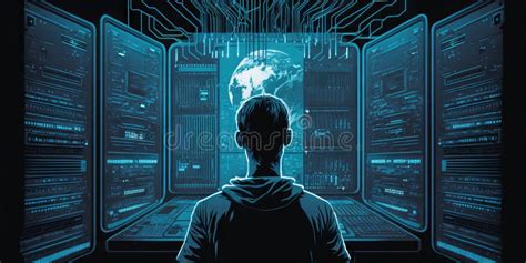 computer engineer working on laptop computer with server room data
