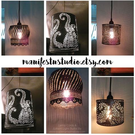 Beautiful Lighting Fixtures Made From Upcycled Tin Cans And Popcorn Tins We Supply Her Lamp