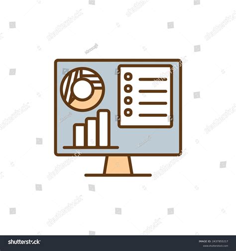 Illustration Computer Monitor Displaying Pie Chart Stock Vector