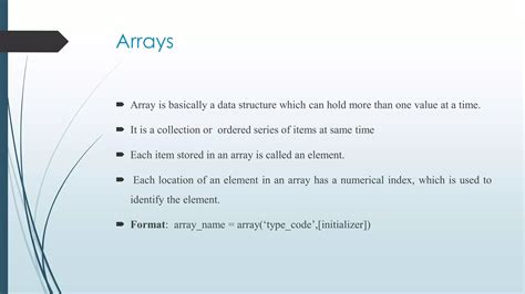 Arrays In Python Pdf Programming Languages Computing