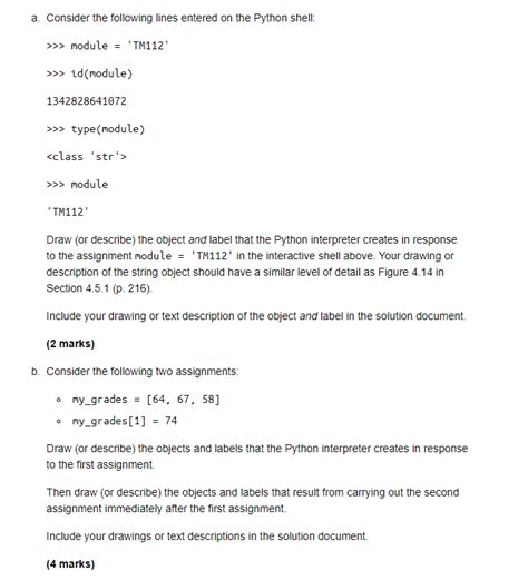 Solved A Consider The Following Lines Entered On The Python