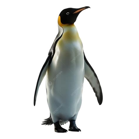 검은색 흰색 주황색의 독특한 특징을 보여주는 똑바로 서 있는 황제펭귄의 사실적인 3d 일러스트레이션 3d 황제 펭귄 사실적인 펭귄 흑백 펭귄 Png 일러스트 및 이미지