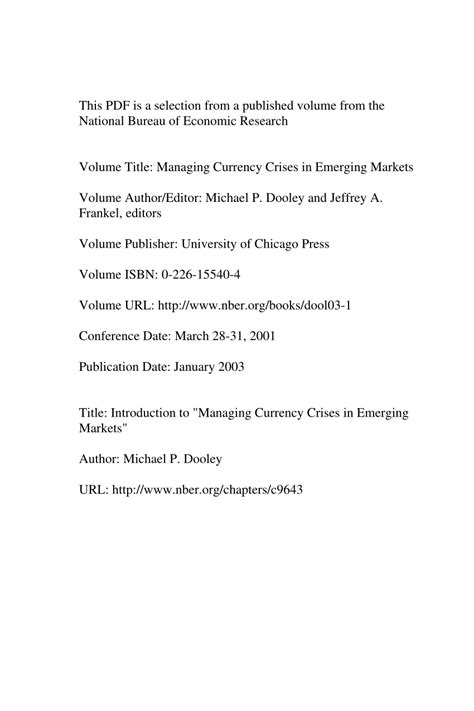 Pdf Managing Currency Crises In Emerging Markets
