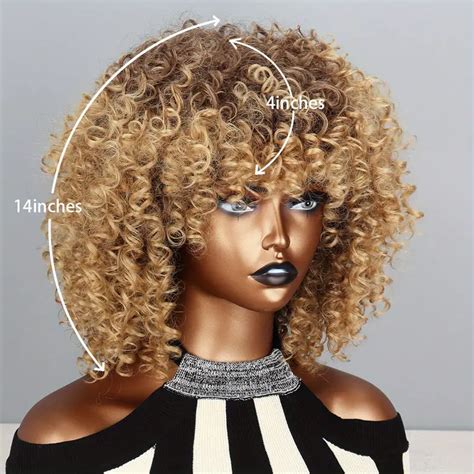Natural Looking Afro Kinky Curly Hair Wig With Bangs Perfect Temu