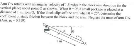 Solved Arm Oa Rotates With An Angular Velocity Of 1 5 Rad S