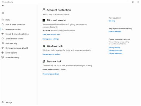account protection in the windows security app microsoft support