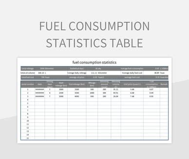 Fuel Consumption Statistics Table Excel Template And Google Sheets File For Free Download