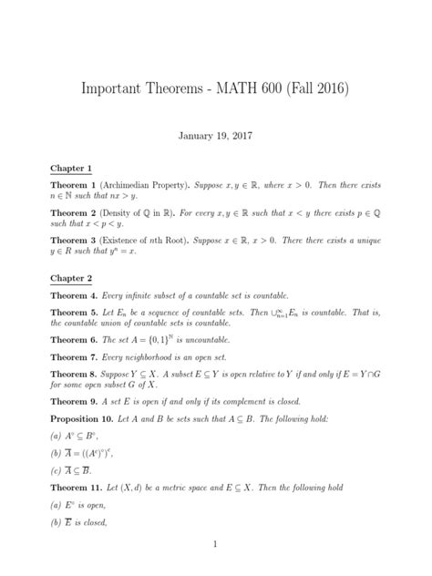 Important Theorems Real Analysis Pdf Metric Space Compact Space