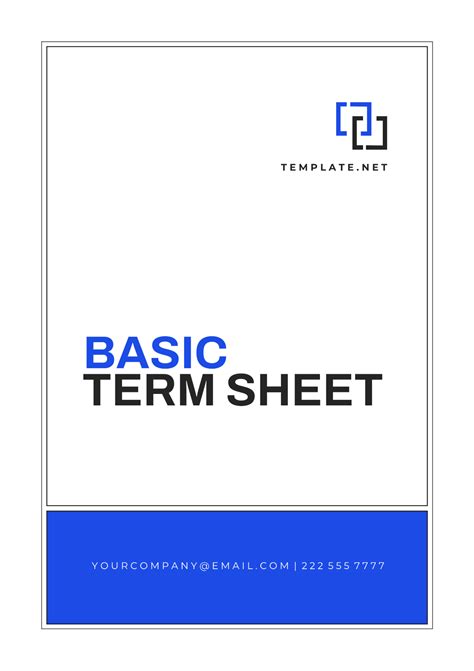 Free Basic Term Sheet Template To Edit Online