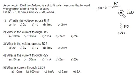 Solved Assume Pin Of The Arduino Is Set To Volts Chegg