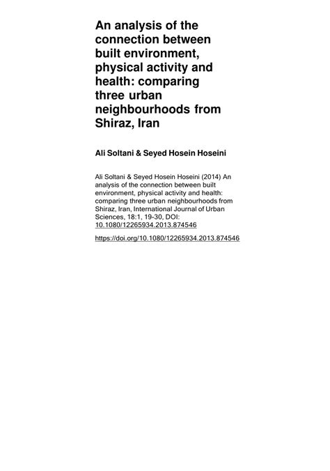 Pdf An Analysis Of The Connection Between Built Environment Physical
