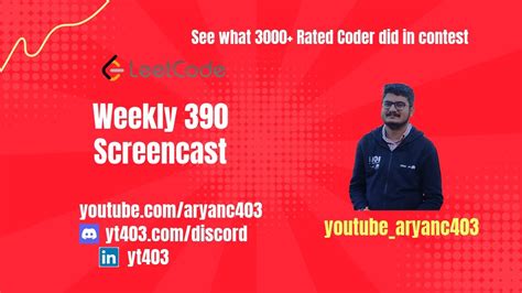 aking leetcode weekly 390 screencast youtube