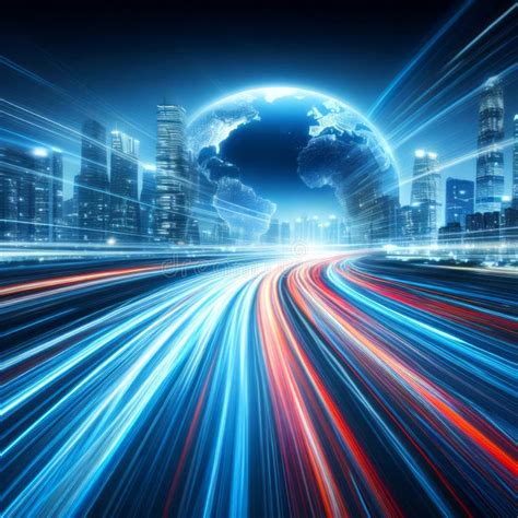 Abstract Colorful City Curving Speed Lines Background Stock