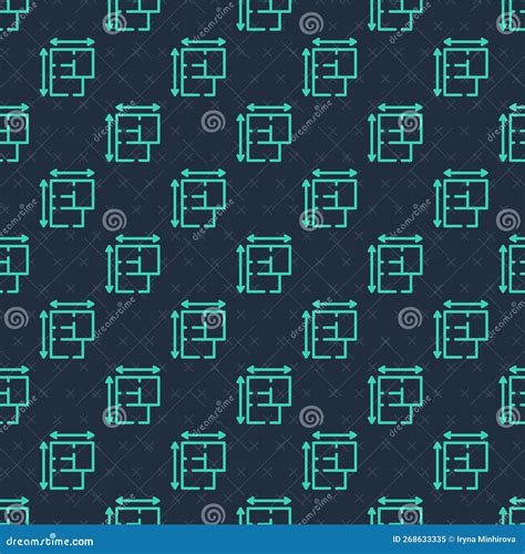 Green Line House Plan Icon Isolated Seamless Pattern On Blue Background