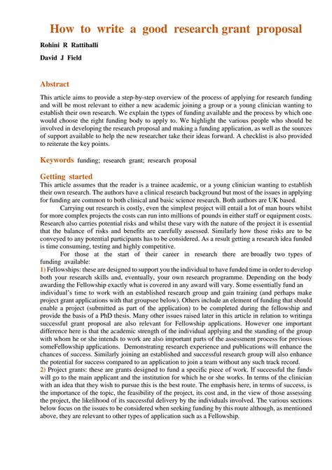 SOLUTION How To Write A Good Research Grant Proposal Studypool
