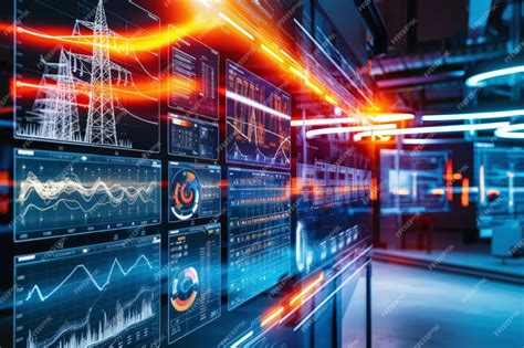 Hightech Control Room Monitoring Power Grid With Digital Screens