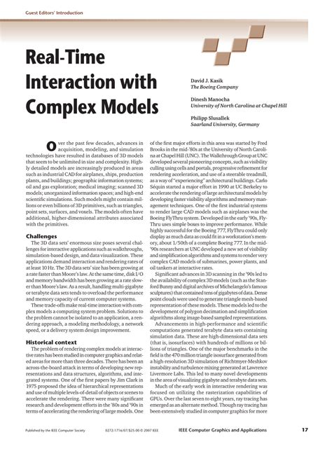 Pdf Real Time Interaction With Complex Models