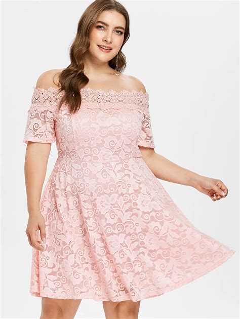 Kenancy 5xl Plus Size Off The Shoulder Lace Dress Women Short Sleeve