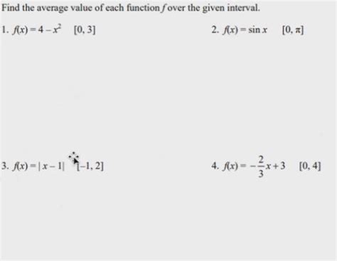 solved ∫3−5s u du find the average value of each function f