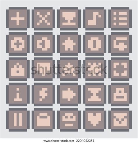 Pixel Art 8bit Game Icons Buttons Stock Vector Royalty Free
