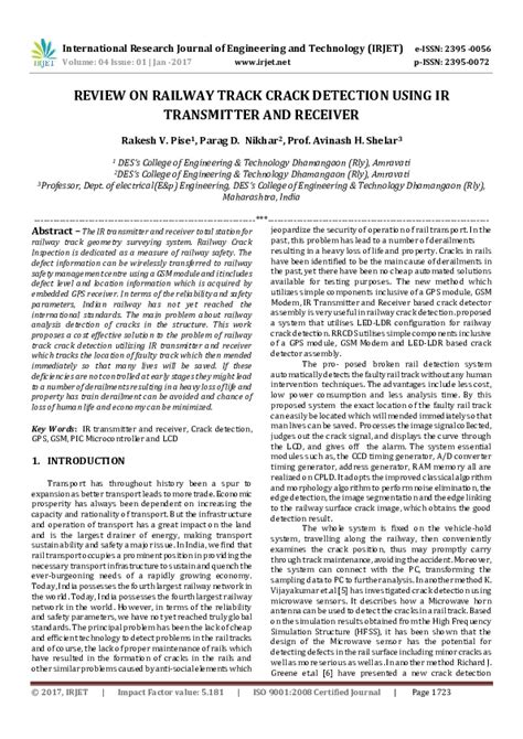 Pdf Review On Railway Track Crack Detection Using Ir Transmitter And