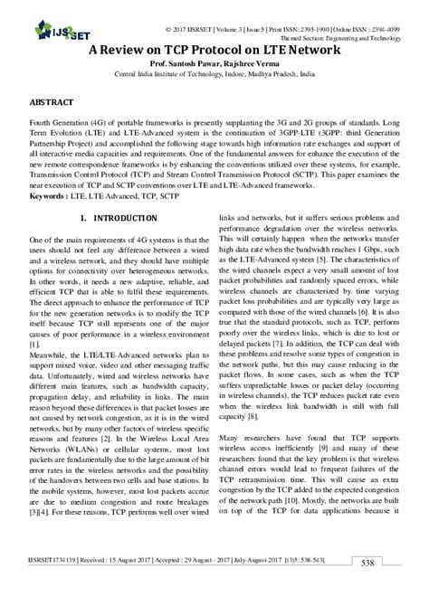 Pdf A Review On Tcp Protocol On Lte Network