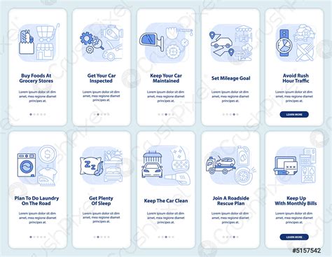 Road Trip Planning Light Blue Onboarding Mobile App Screen Set Stock Vector 5157542 Crushpixel