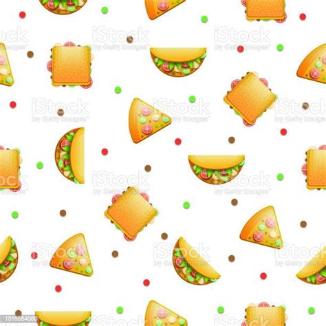 원활한 패턴 추상 요소 패스트 푸드 벡터 디자인 스타일 배경 일러스트 고기에 대한 스톡 벡터 아트 및 기타 이미지 고기 길거리 음식 다중 색상 Istock