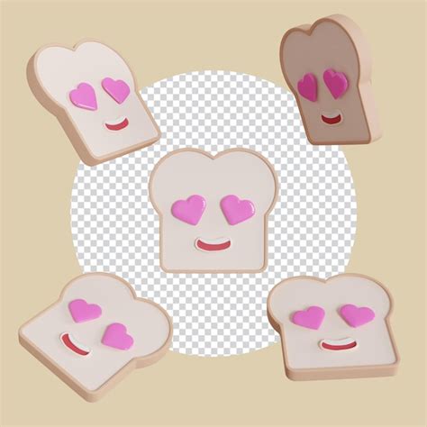 Premium Psd 3d Cute Bread Character With Smiling Face With Heart Eyes