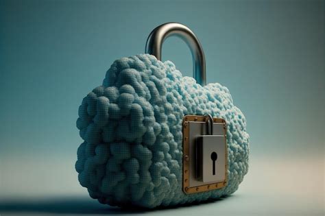 Premium Ai Image Data Cloud With Padlock Cloud Data Security Concept Ai