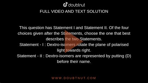 This Question Has Statement I And Statement Ii Of The Four Choices