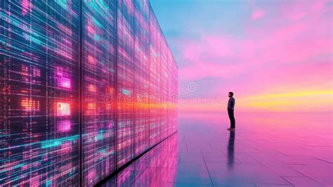 Man Analyzing Data On Immersive Visualization Wall Exploring Futuristic Technology And Analysis