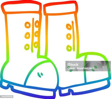 만화 작업 부츠의 무지개 그라데이션 선 그리기 그라데이션에 대한 스톡 벡터 아트 및 기타 이미지 그라데이션 낙서 드로잉 단순함 Istock
