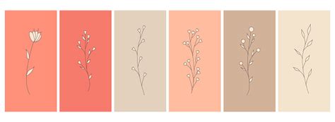 추상적 인 요소 최소한의 단순한 꽃 요소 나뭇잎과 꽃 파스텔 색상의 아트 포스터 컬렉션입니다 소셜 네트워크 엽서 인쇄물을 위한 디자인 윤곽선 선 낙서 스타일 개체 그룹에