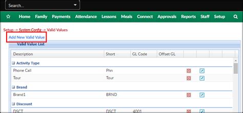 System Config Valid Values