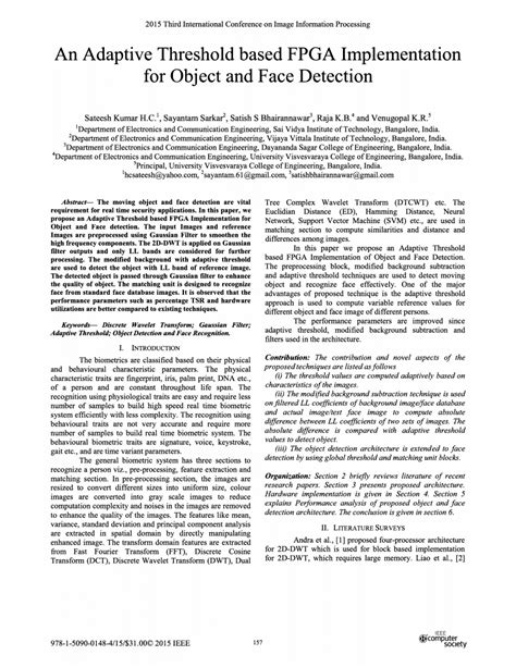Pdf An Adaptive Threshold Based Fpga Implementation For Object And