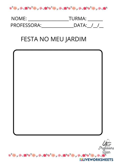Festa No Meu Jardim Worksheet School Subjects Workbook Online Workouts