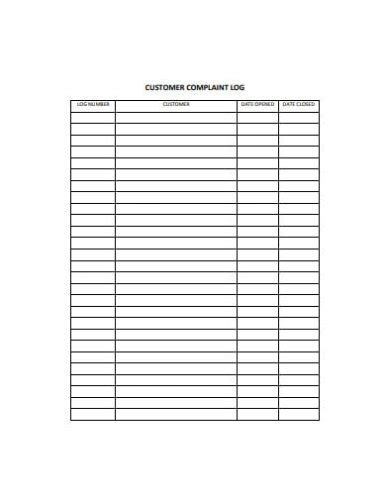 Customer Service Complaint Log Template Excel