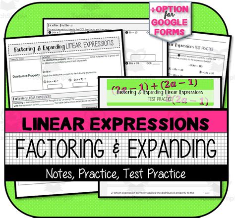 Factoring And Expanding Linear Expressions Notes And Practice By Teach Simple