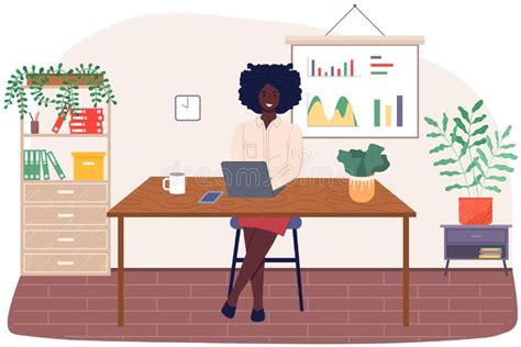 Female Employee Makes Presentation Of Results Of Statistical Research Data Analysis With Laptop