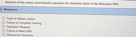 solved selection of this reason automatically populates the demotion