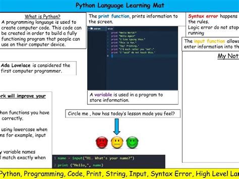 Python Learning Mat Teaching Resources